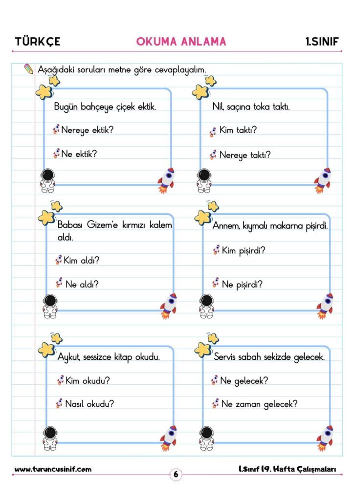 1. Sınıf 5N1K Metinleri | Turuncu Sınıf