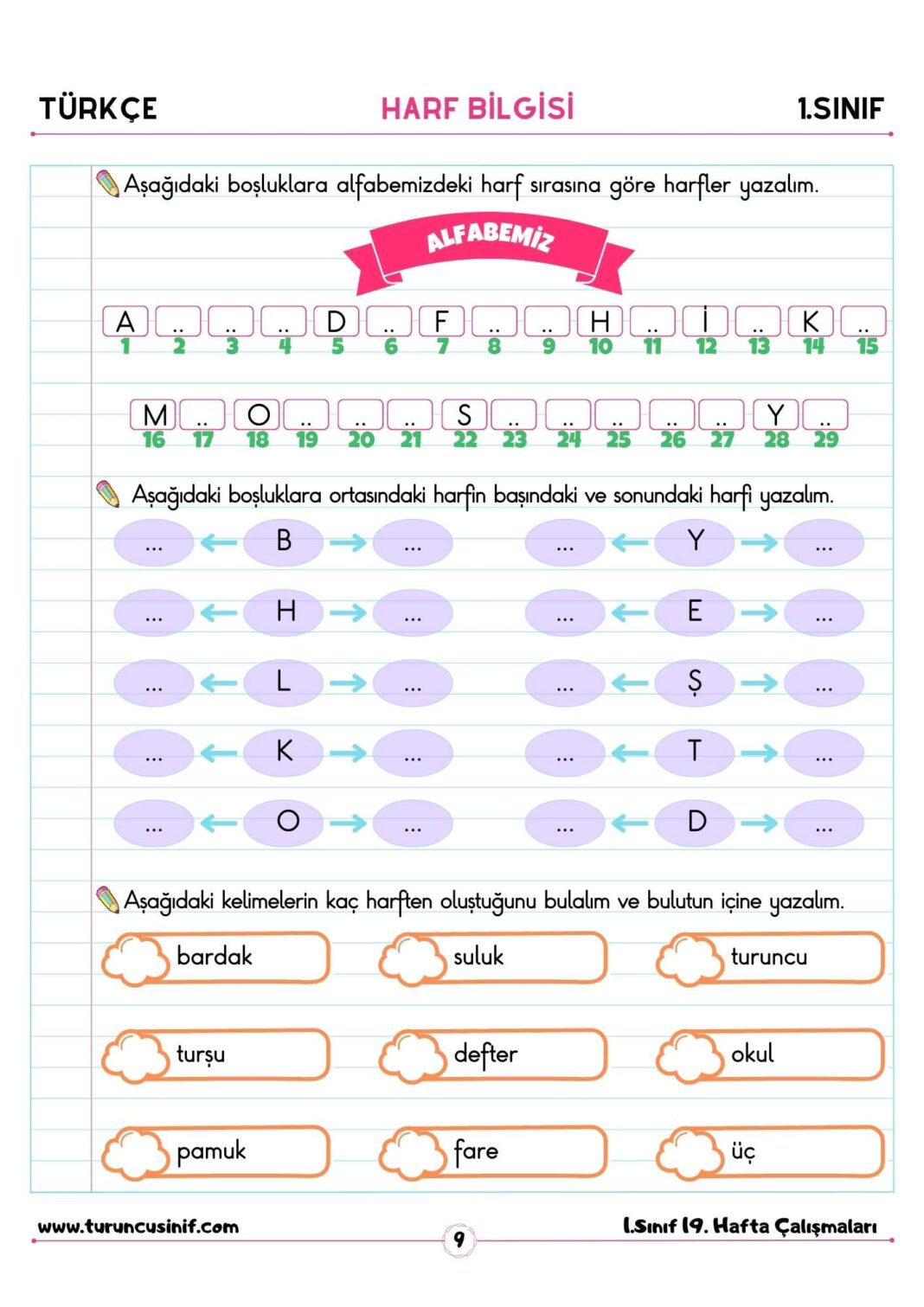 1.Sınıf Harf Bilgisi | Turuncu Sınıf